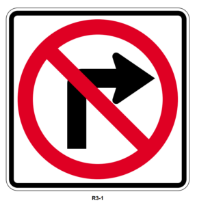 No Right Turn Symbol R3-1R
