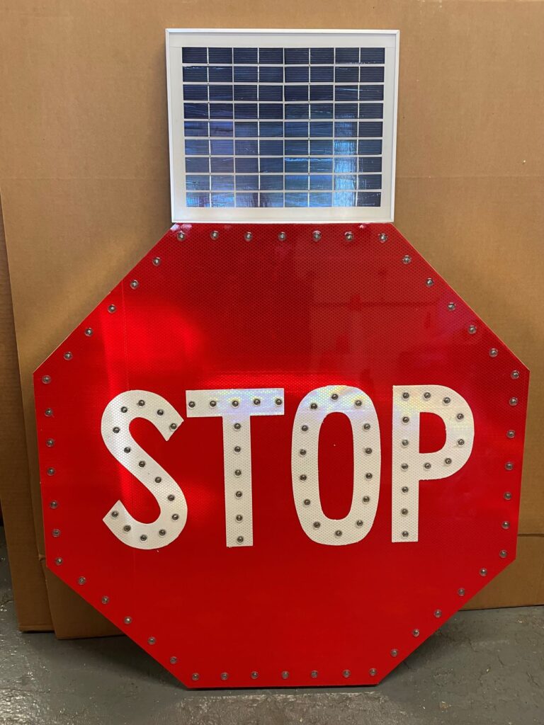 Solar Powered Flashing Stop Sign | Fast Ship | NJ Warehouse